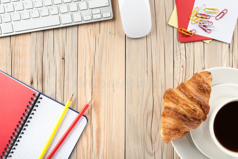 Overhead Shot of Office Desk Stock Image - Image of desk, laptop: 56490375