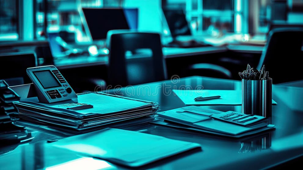 Office Desk, Paperwork, Night, Computers, Work Stock Photo - Image of ...