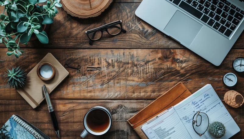 Office Desk with Pen, Paper, and Notebook for Business Ideas Stock ...