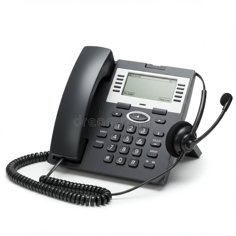 Office Desk Phone with a Digital Display and a Numeric Keypad. Features ...