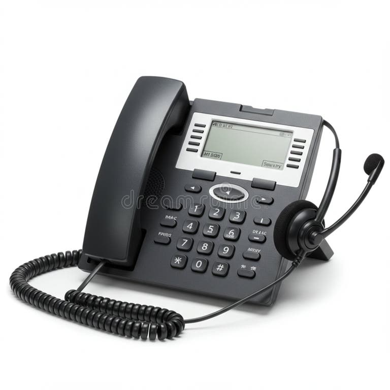 Office Desk Phone with a Digital Display and a Numeric Keypad. Features ...