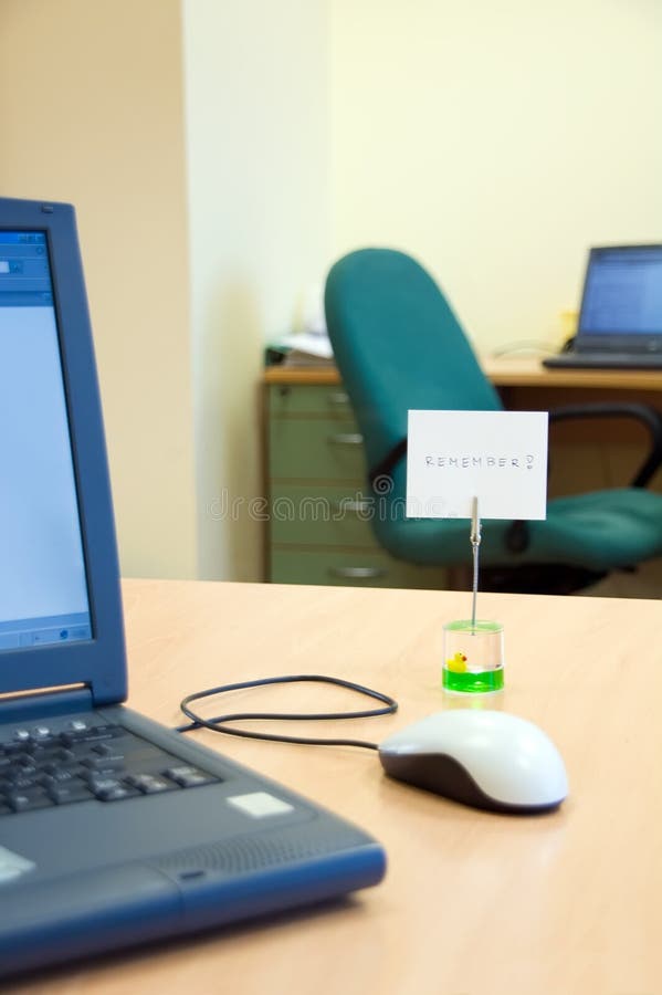 Office Desk with Reminder Note Stock Photo - Image of desktop ...