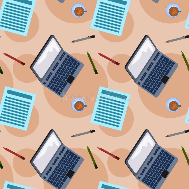 Office Desk Seamless Background Design Stock Illustration ...