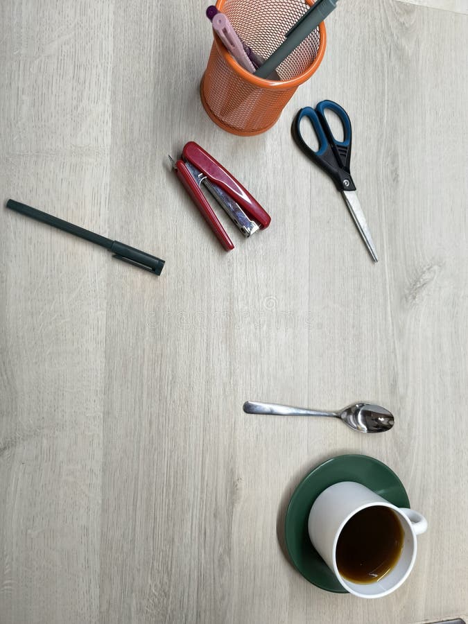 Office Desk with a Set of Different Objects Stock Photo - Image of ...