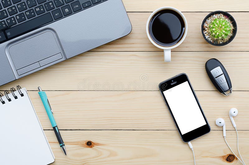 Office Desk with Smartphone Stock Photo - Image of view, communication ...
