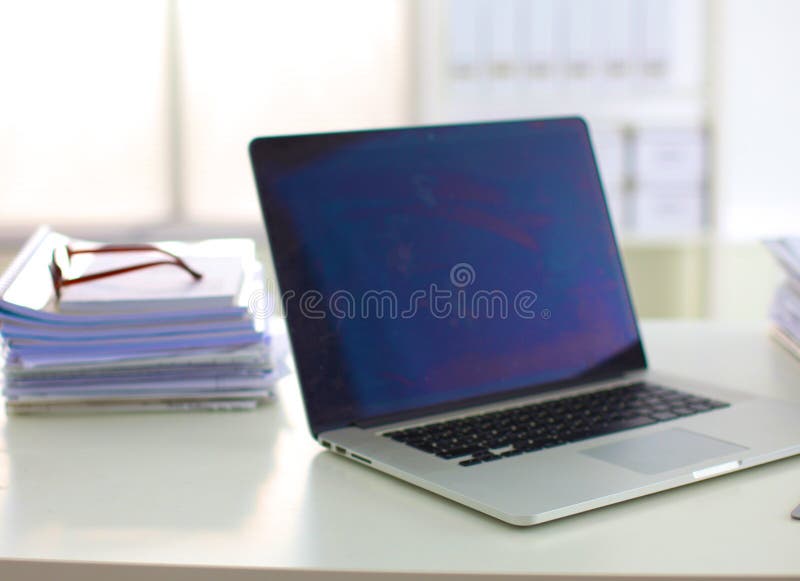 Office Desk a Stack of Computer Paper Reports Work Forms Stock Image ...
