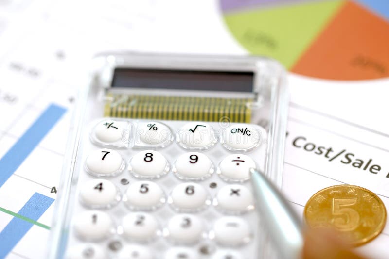 Close Up of the Modern White Calculator Stock Image - Image of graph ...