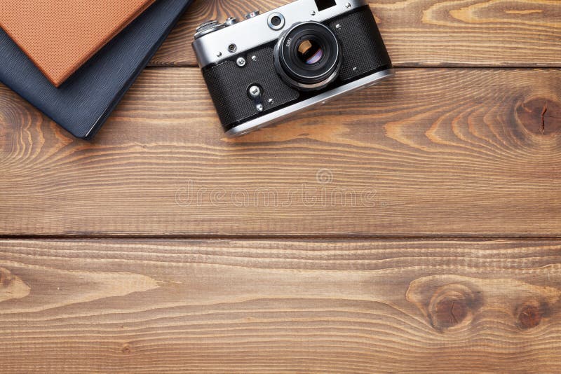Office Desk Table with Camera and Notepad Stock Photo - Image of summer ...