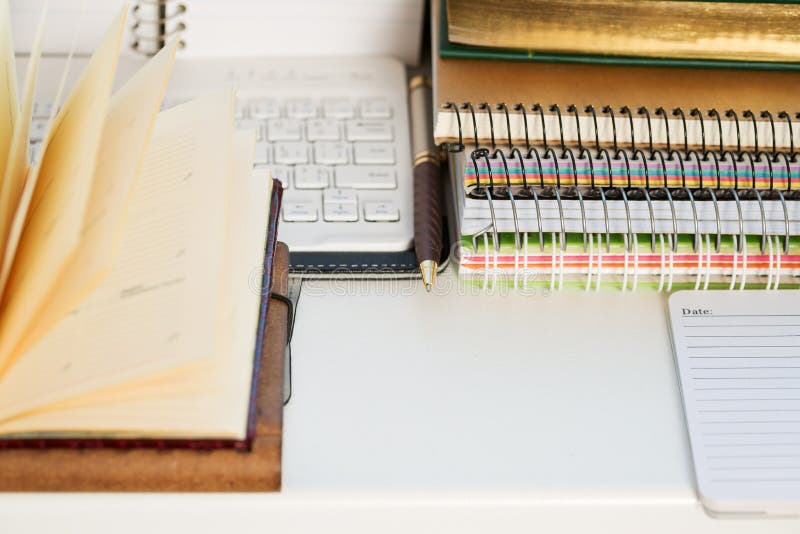 Office Desk Table with Computer, Supplies. Copy Space for Text Stock ...