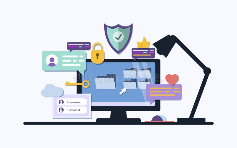 Office Desk or Table with Computer. User Interface Stock Vector ...