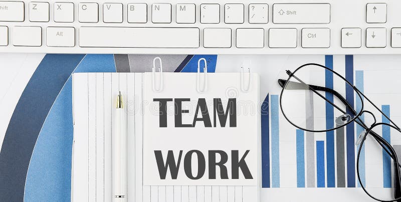 Office Desk Table With Keyboard, Chart,glasses And Pen. Top View With ...