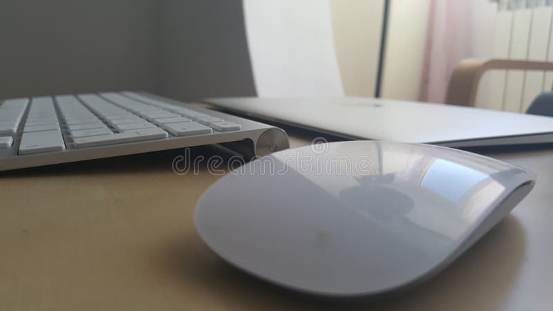Office Desk Table with Keyboard, Mouse and Laptop Stock Image - Image ...