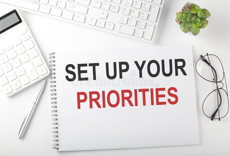 Office Desk Table with Keyboard, Notepad and Calculator. Top View with ...