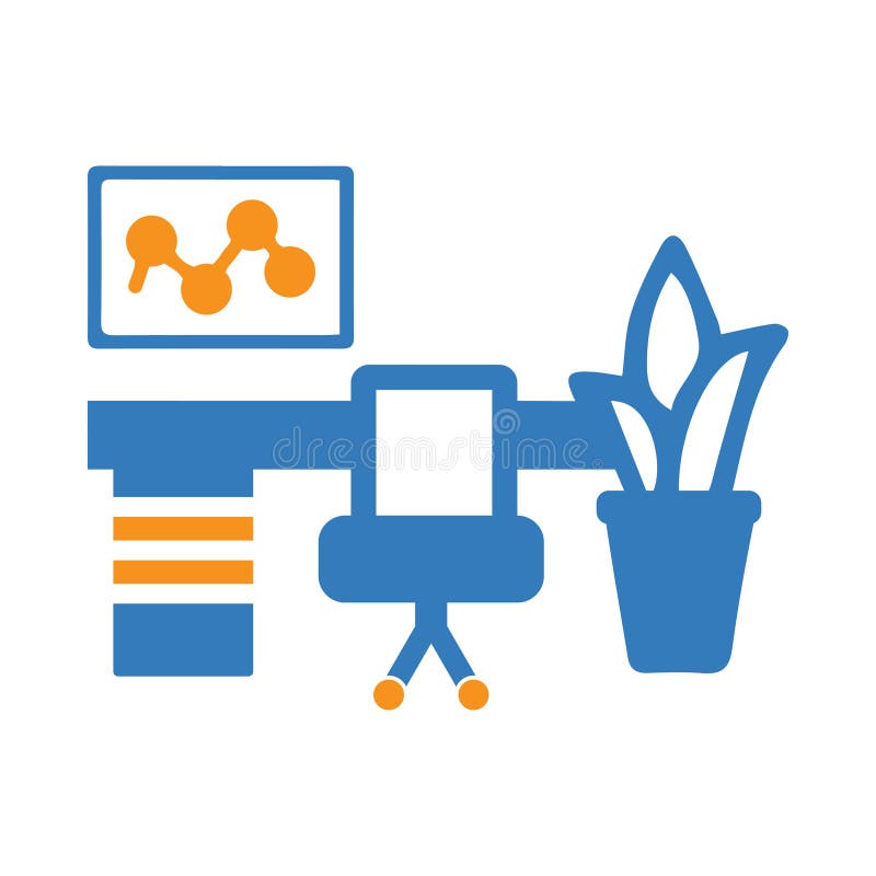 Office, Desk, Table Lamp, Chair, Table, Computer, Office Desk Icon ...