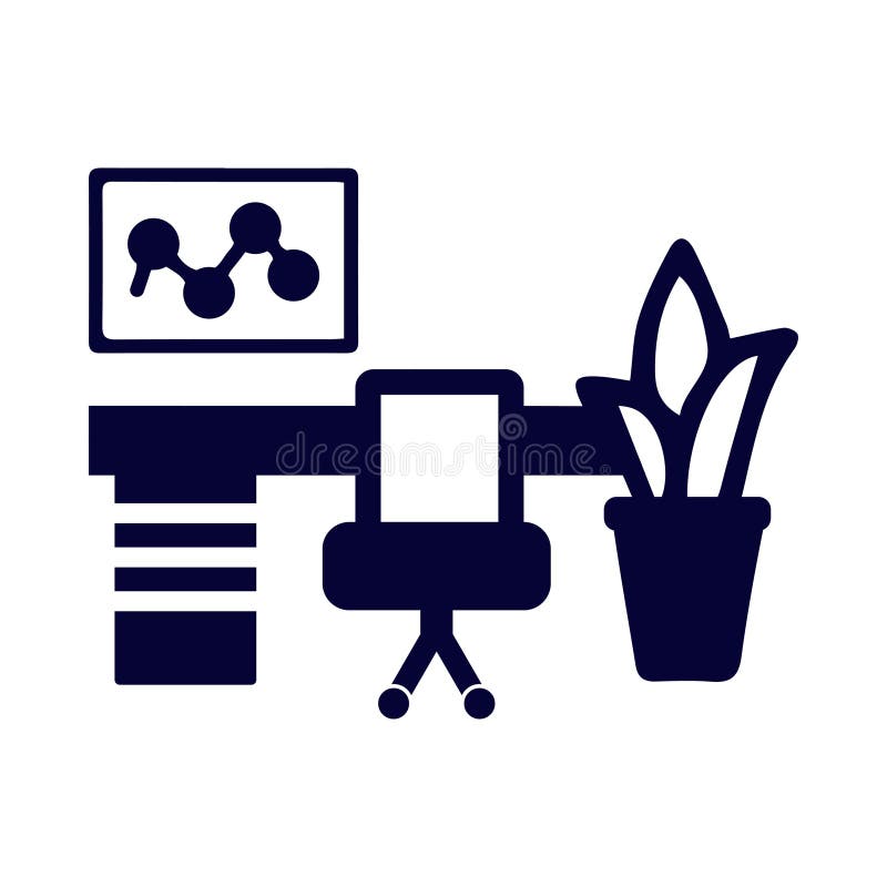 Office, Desk, Table Lamp, Chair, Table, Computer, Office Desk Icon ...