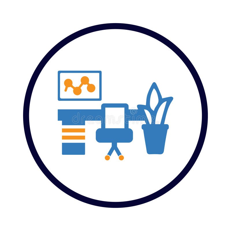 Office, Desk, Table Lamp, Chair, Table, Computer, Office Desk Icon ...