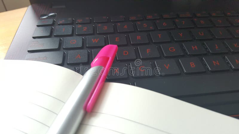 Office Desk Table with Laptop and Notebook Stock Image - Image of place ...