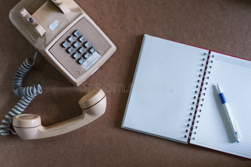 Office Desk Table with Notepade and Telephone.Top View Stock Photo ...