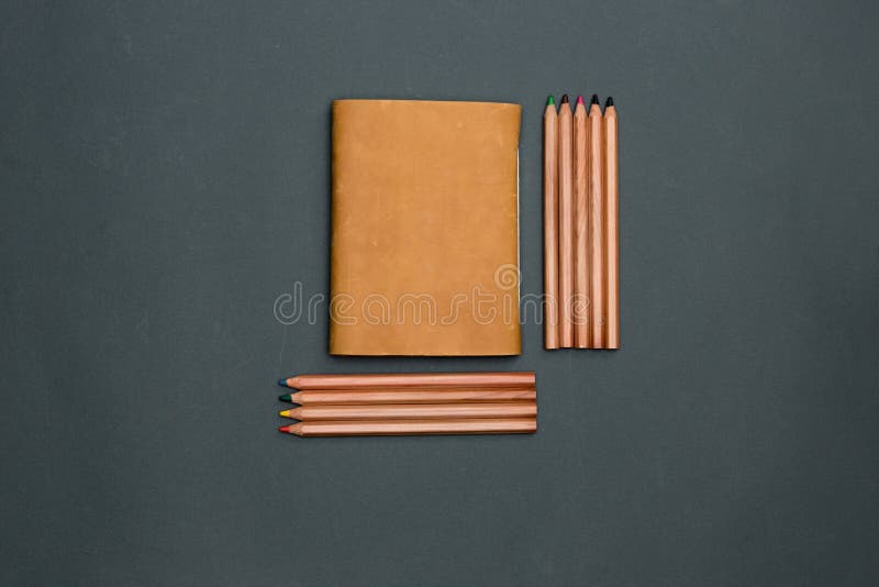 Office Desk Table with Pencils, Notebook Stock Photo - Image of copy ...