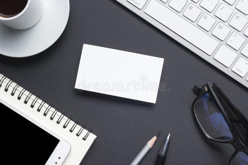 Office Desk Table with Supplies. Flat Lay Business Workplace and ...