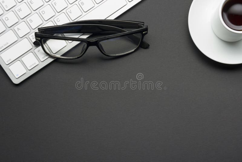 Office Desk Table with Supplies. Flat Lay Business Workplace and ...