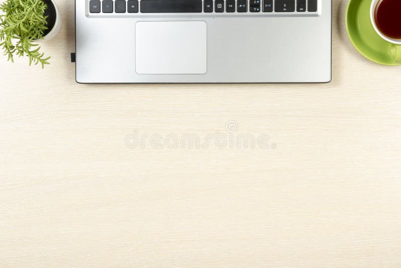 Office Desk Table with Supplies. Top View Stock Photo - Image of note ...