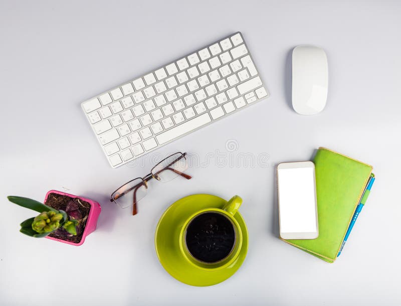 Office Desk Table. Top View Stock Image - Image of paperwork, copyspace ...