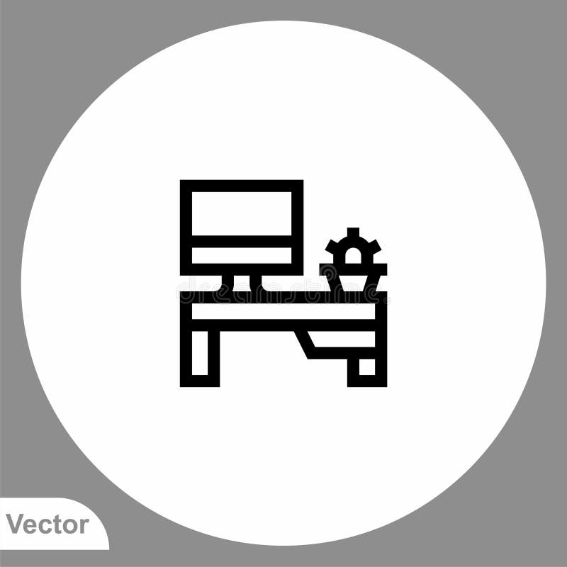 Office Desk Vector Icon Sign Symbol Stock Vector - Illustration of ...