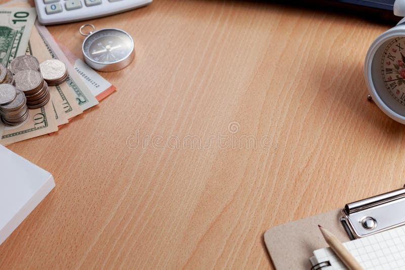 Office Desk Wood Table of Business Workplace and Business Objects Stock ...