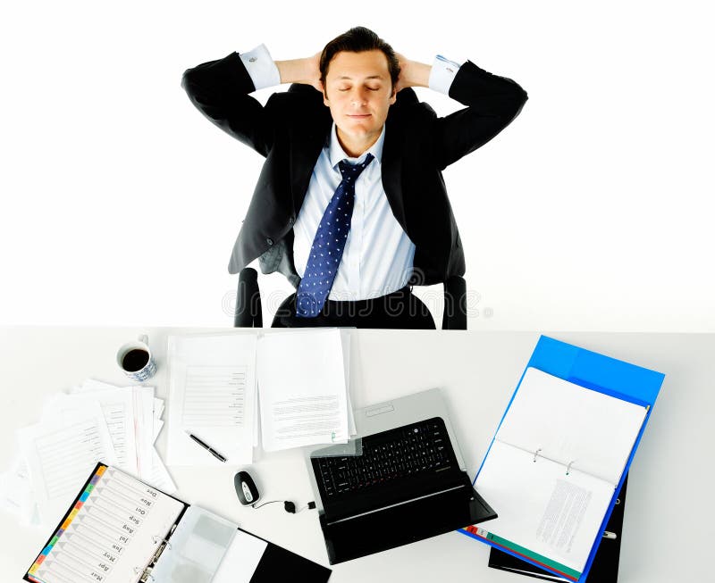 Office desk worker stock image. Image of lazy, device - 22774517