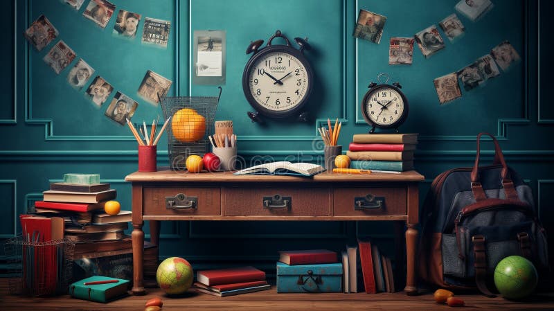 Student Desk for Working Lessons Stock Illustration - Illustration of ...
