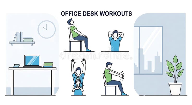 Office Desk Workouts - Simple Exercises for a Healthier Workday Stock ...