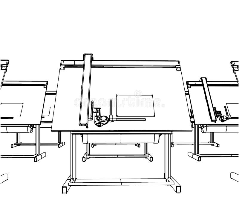 Office Desks for Drawing Vector 04 Stock Vector - Illustration of ...