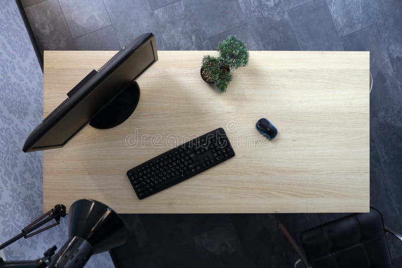 Office Desktop with Computer and Accessories Stock Image - Image of ...