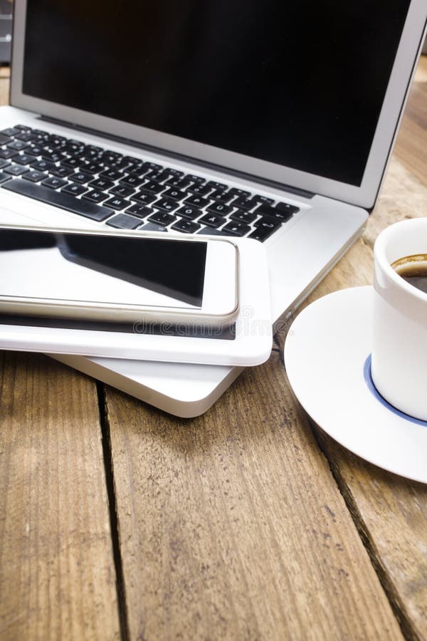 Office Desktop with Electronic Devices Stock Image - Image of network ...