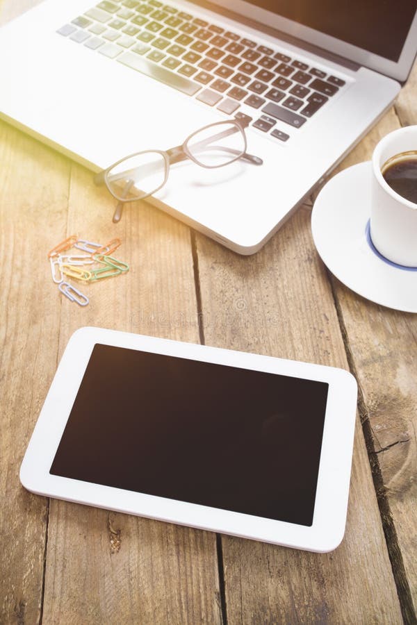 Office Desktop with Electronic Devices Stock Image - Image of online ...