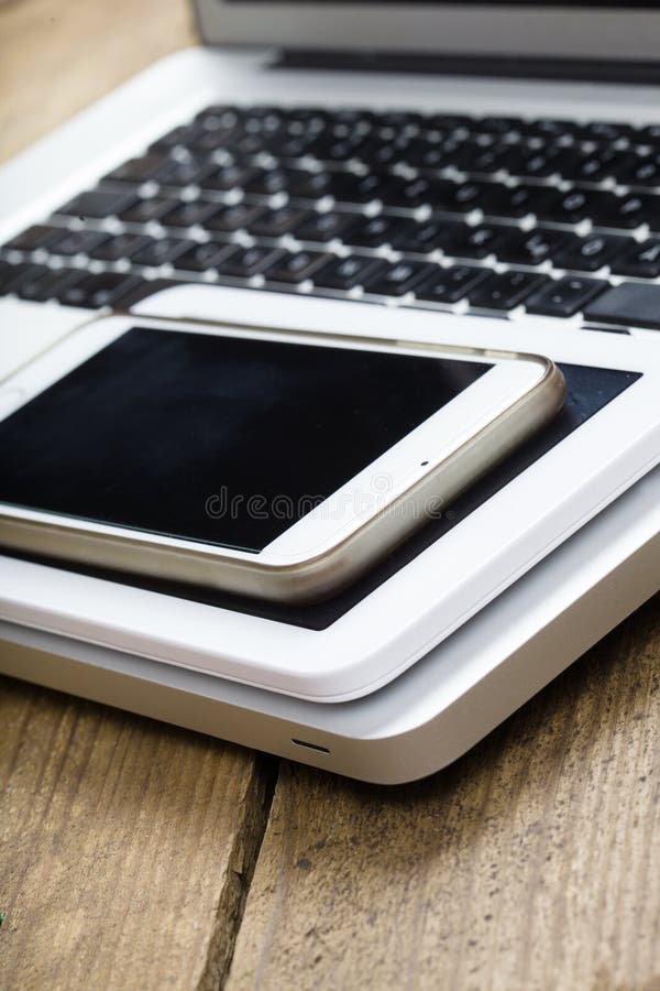 Office Desktop with Electronic Devices Stock Photo - Image of symbol ...