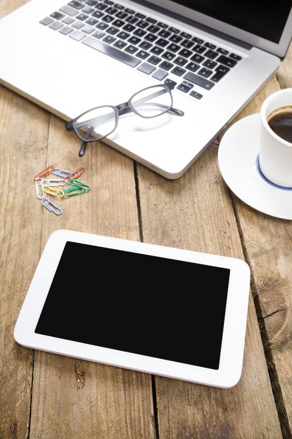 Office Desktop with Electronic Devices Stock Photo - Image of phone ...