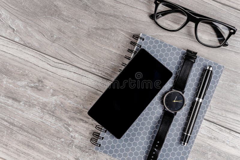 Office Desktop With Personal Items Stock Photo - Image of copy, analog ...