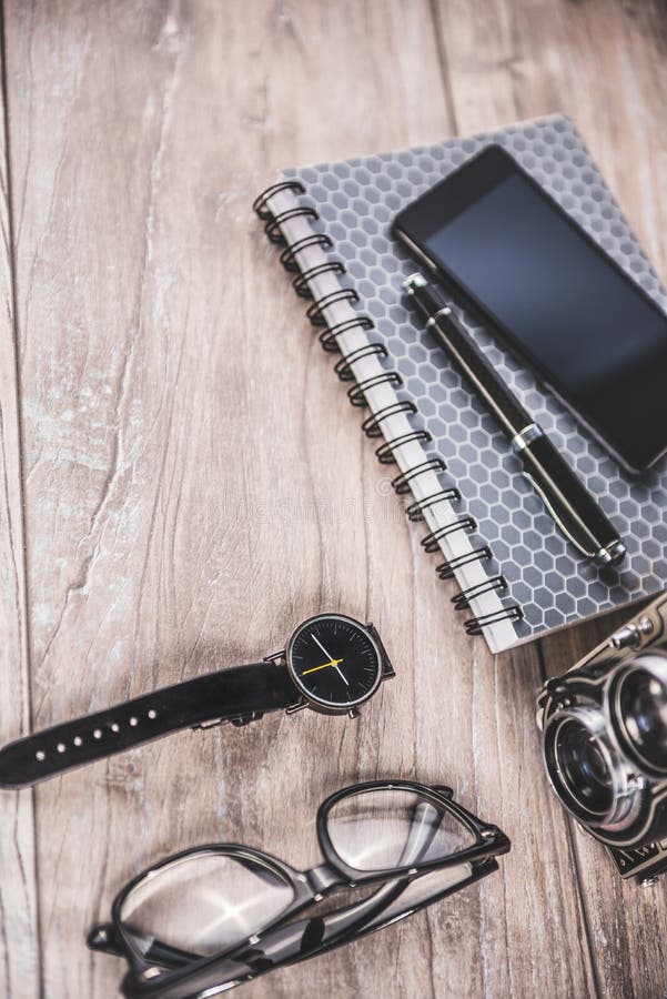 Office Desktop with Personal Items Stock Image - Image of medium ...