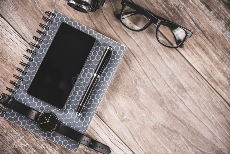 Office Desktop with Personal Items Stock Photo - Image of mobile ...