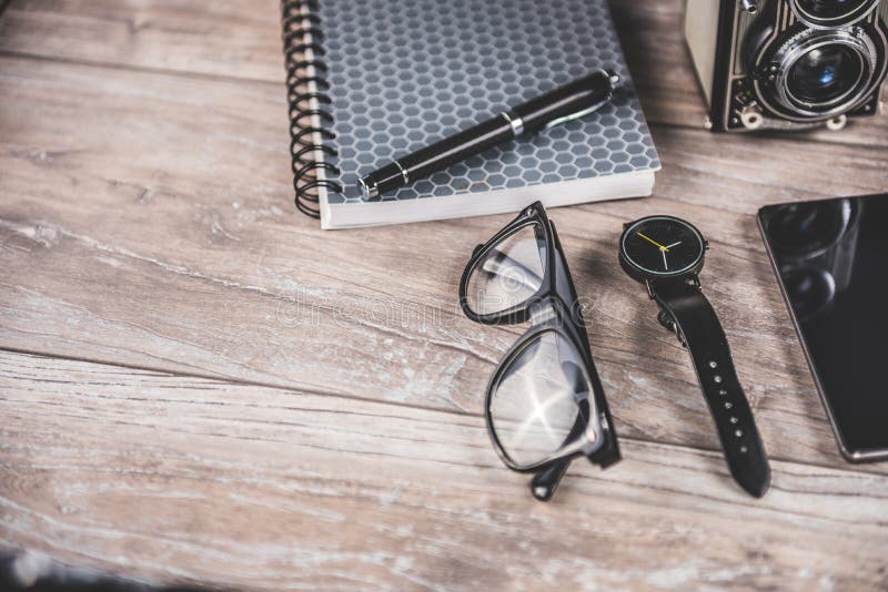 Office Desktop with Personal Items Stock Photo - Image of copy, analog ...