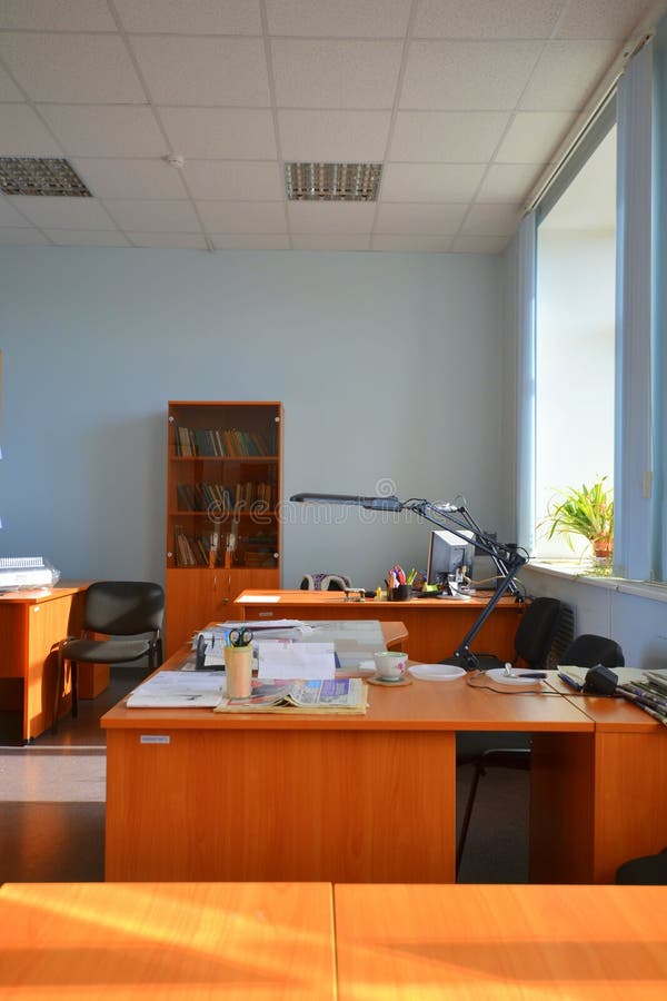 Office desktop stock image. Image of desk, room, computer - 91979279