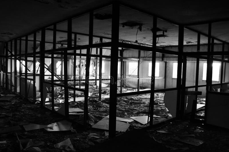 Office destroyed by fire stock photo. Image of ceiling - 2561434