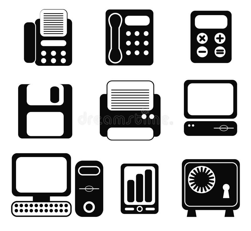 Office devices icons stock vector. Illustration of proektor - 81365614