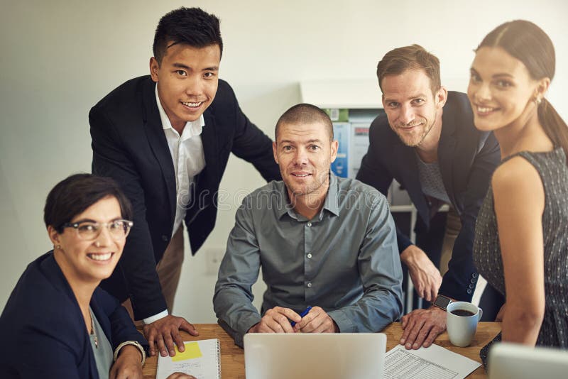 Office, Discussion and Group with Laptop, Portrait and Collaboration ...
