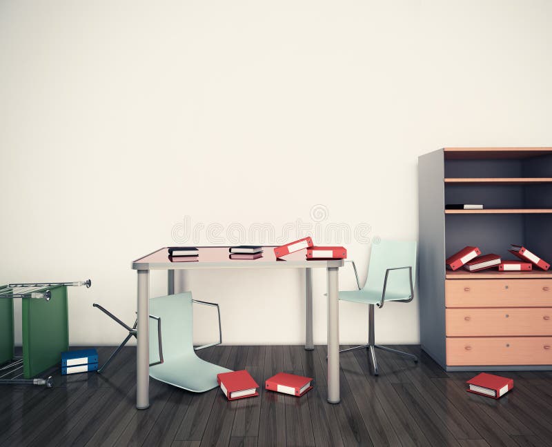 Office Disorder Chaos Destruction Stock Illustration - Illustration of ...