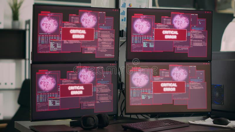 It Office Displaying Critical Error Message Flashing On Screen Stock Footage Video Of Agency