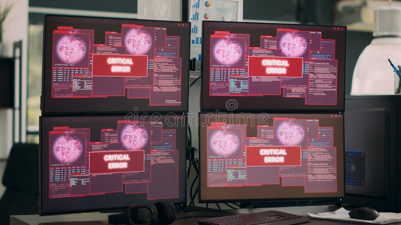 It Office Displaying Critical Error Message Flashing On Screen Stock Image Image Of Cyber