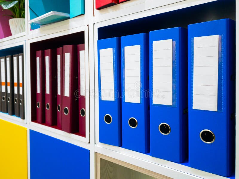 Office Document Folders Standing in a Row Stock Image - Image of color ...